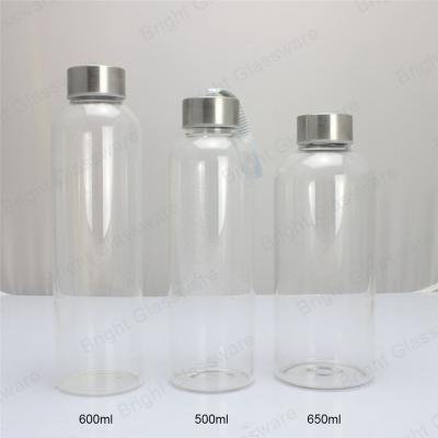 China Hot sale 100ml-1000ml High borosilicate glass water bottle with lid for sale