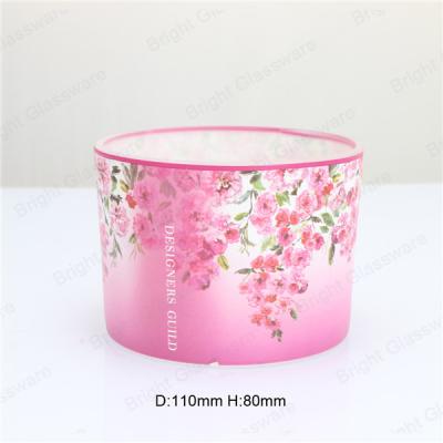 China Fashion wedding decorative glass candle container with decal logo for sale