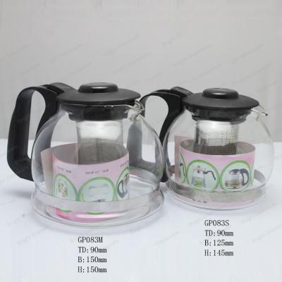 China 2016 high quality heat resistant glass teapot with stainless steel filter and plastic handle for sale