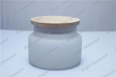 China frosted glass jar with wooden lid for wholesale for sale