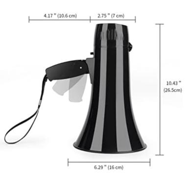 Cina Megafono a batteria nero da 1500 mAh Megafono di allegria nero con luce a LED in vendita