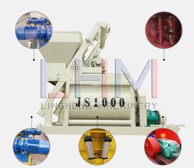 China Double horizontal shaft forced JS1000 Concrete Mixer for HZS50 mixing station and HZS60 mixing station for sale