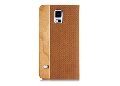 Cina La cassa di legno Brown del portafoglio della galassia S5 di Samsung ha personalizzato la cassa di cuoio del telefono di vibrazione in vendita