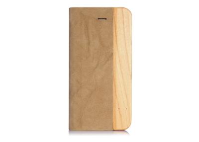 Cina Cassa di cuoio del foglio del cuoio di iPhone del portafoglio di vibrazione di iPhone 5 del supporto con legno reale in vendita