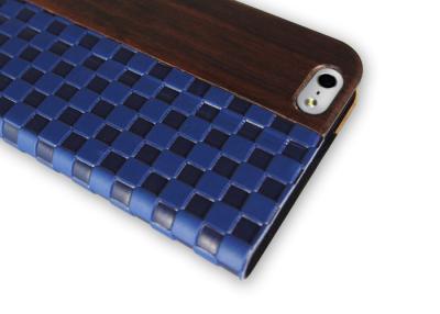Cina Africano alla moda Dark Dois De Wood & cuoio blu Iphone del Faux 6 casse del telefono, caso di Fliop in vendita