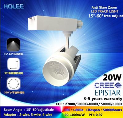 China 2700K-6500K 15W to 35W anti glare zoom LED track light cree spot lights 15° to 60° for sale