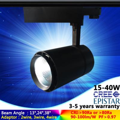 China Three circuit 20W LED track light 13 /24 /38 Degree COB LED spot with 5 years warranty euro track for sale