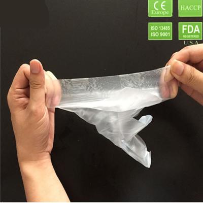 China Food processing use Disposable CPE Gloves Cast Poly Glove smooth  embossed S/M/L/XL blue clear for sale