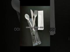 4.4g Biodegradable Cpla Cutlery White Knife Disposable Wrapped Cookware Set
