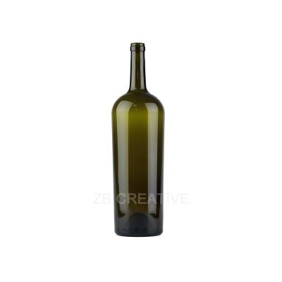 China 1500ml Tapered Magnum Green Bordeaux Wine Bottles Cork Closure Grand Reserve 920g 1937K-2A for sale