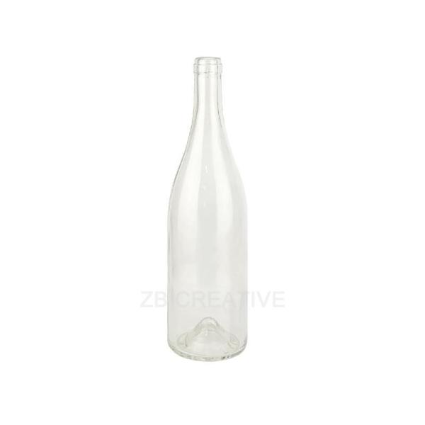 Quality 750ml Glass Burgundy Shaped Bottle Cork Top For Pinot Noir 500g 2709K-7B for sale