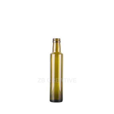China Screw Top Olive Oil Glass Bottles 250ml 265g Antique Green Flint Dorica Round  7221S for sale
