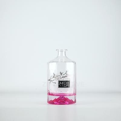 China Decal 700ml Custom Firing Clear Glass Liquor Bottle Cork Top Premium Spirits for sale