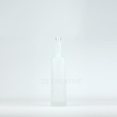 China 750ml Frosted Flint Glass Liquor Bottle Cork Finish Premium Spirits Packaging for sale