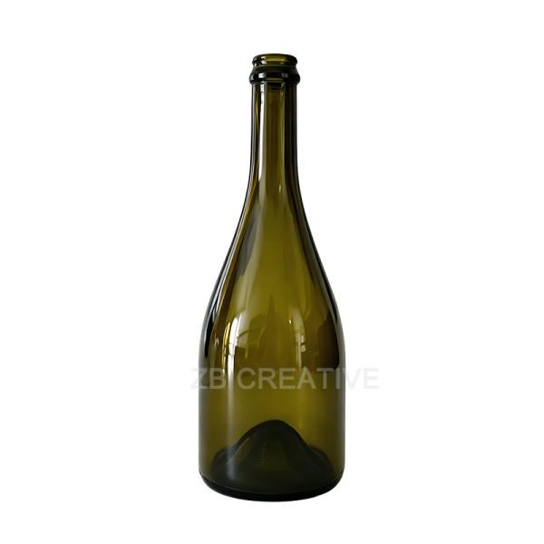 Quality Antique Green Champagne Glass Bottle 750ml Champagne Neck Wine 630g 3761P-1A for sale