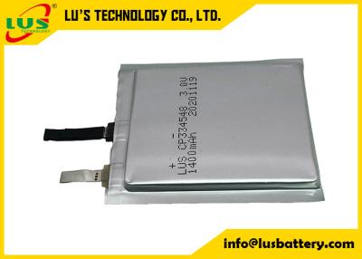 中国 LP334548 1400mahの非再充電可能なリチウム ポリマー電池3V CP334547 Limno2シリーズ 販売のため