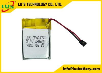 중국 관습 단말기와 CP401725 3v 320 mah 부드러운 꽉 찬 LiMnO2 배터리 판매용