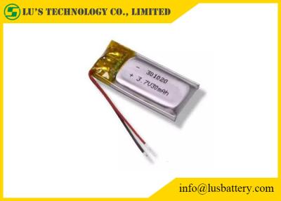 China Bateria recarregável do polímero do lítio de LP301020 30mah nenhum escapamento nenhum fogo for sale