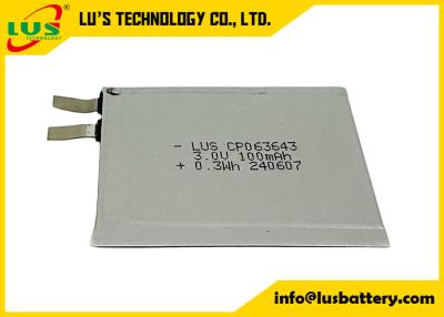 중국 CP063643 3.0 볼트 100mAh 소형 리?? 배터리 3V CP063643 IOT/RFID용 초미세 배터리 판매용
