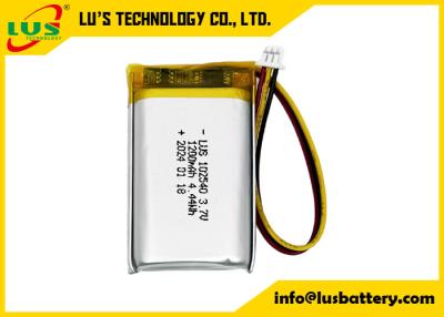 China Lipolymer Battery 4.44Wh 3.7 V Lipo Batteries 1200mAh LP102540 lithium battery 3.7Volt battery cell for sale