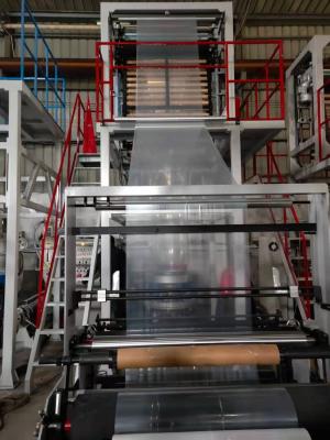 Cina HDPE LDPE Biodegradable Double rewinder  embossing blown film machine plastic bag extrusion machine in vendita