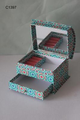 China custom high quality  desktop houselike Jewerly Box with a drawer &mirro design for valentine's day gift set for sale