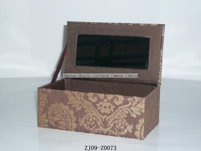 China Fabric Jarquard pattern with mirror design desktop jewerly box for sale
