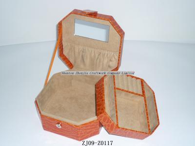 China hexegon jewerly box for desktop decorate cover luxury pu leather design for sale