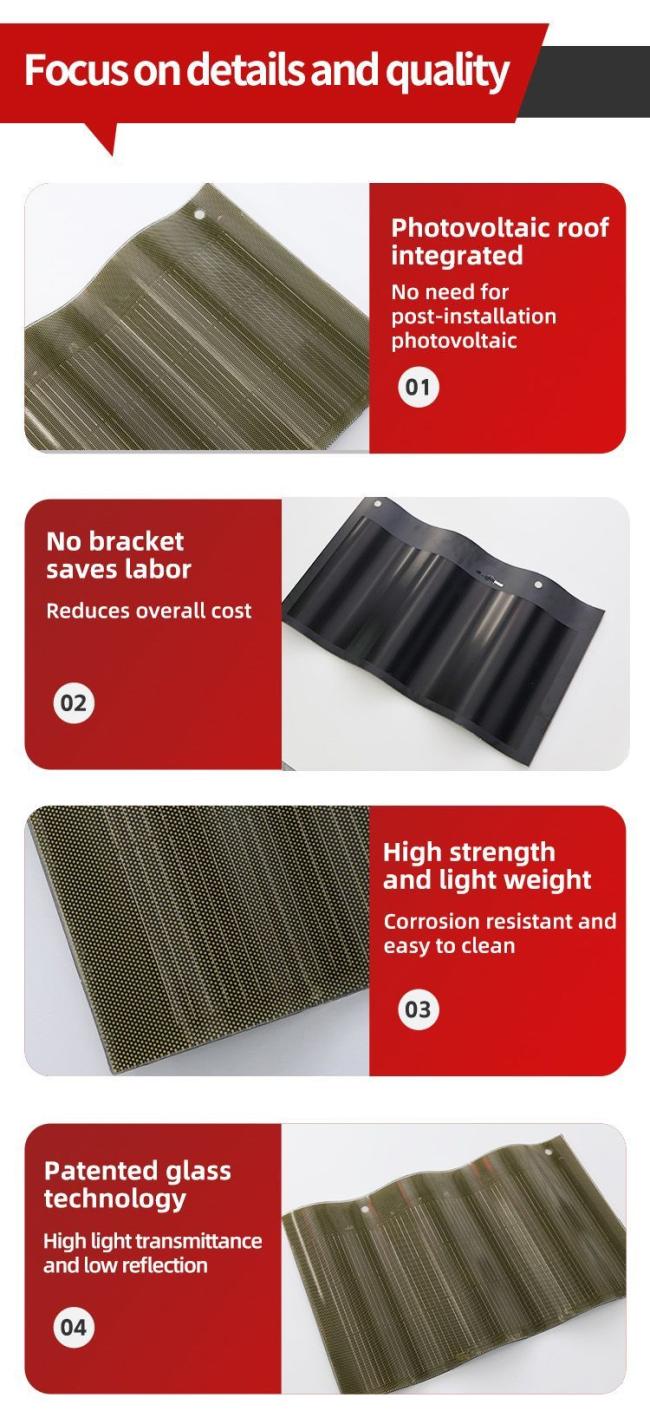 BIPV High Efficiency Factory Direct Price Photovoltaic House Using 50W Curved Surface Solar Panel Roof Tile