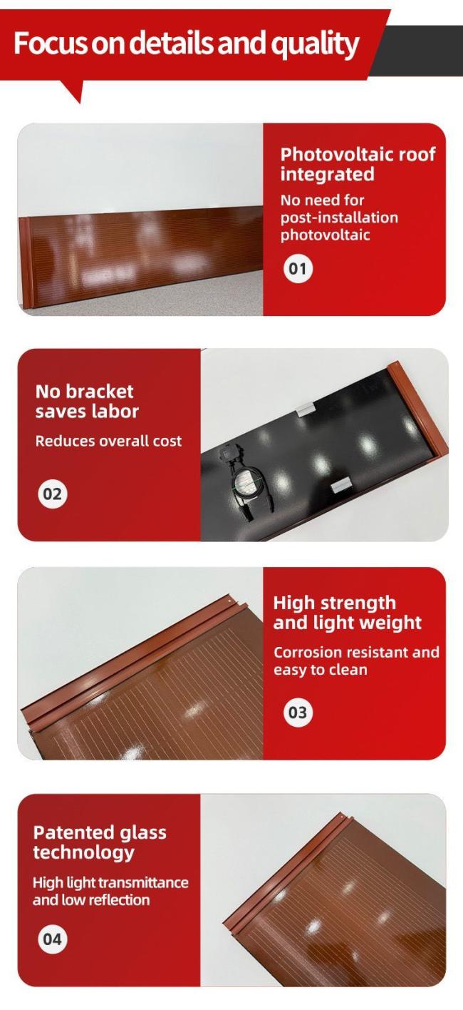 Solar Roof Tiles 1260mm*480mm Tile Flat Solar 90 Watt Tile BIPV Solar Shingle