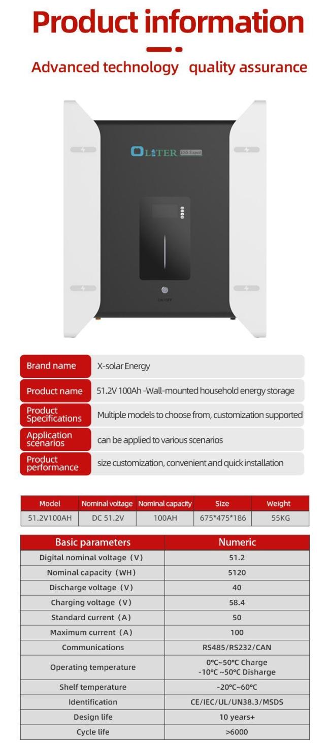 52V 100ah Lithium Solar System Battery Power Bank Supply for Low Pressure Wall-Mounted Black Inverter Energy Storage