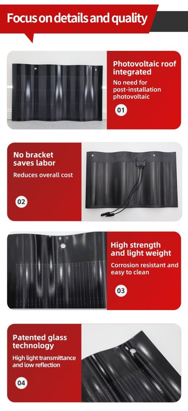 Factory Price BIPV Solar Panel Glass Facade Photovoltaic BIPV Solar Roof Tiles for Building