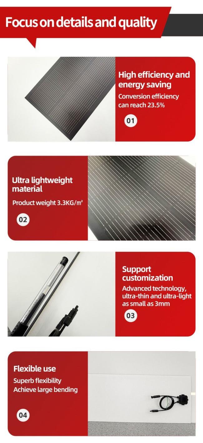 Factory Wholesale 120W 200W 520W 580W Flexible Solar Panel Module BIPV Material