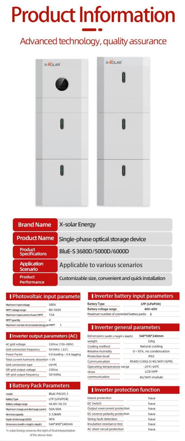 1 Phase off Grid Solar System 6kw Inverter with 5kwh Solar Energy Storage Cabinet