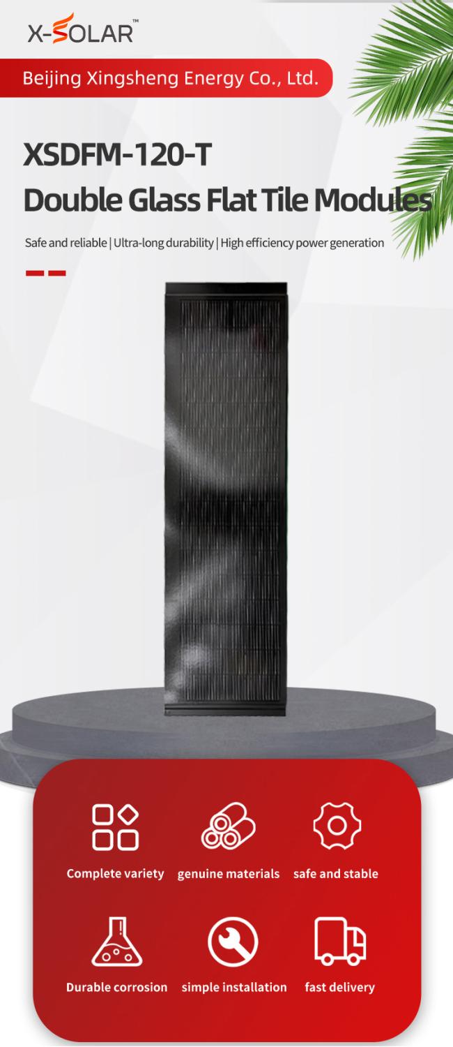 Black 120W Solar Panel BIPV Flat Tile Double Glass Sustainable Material