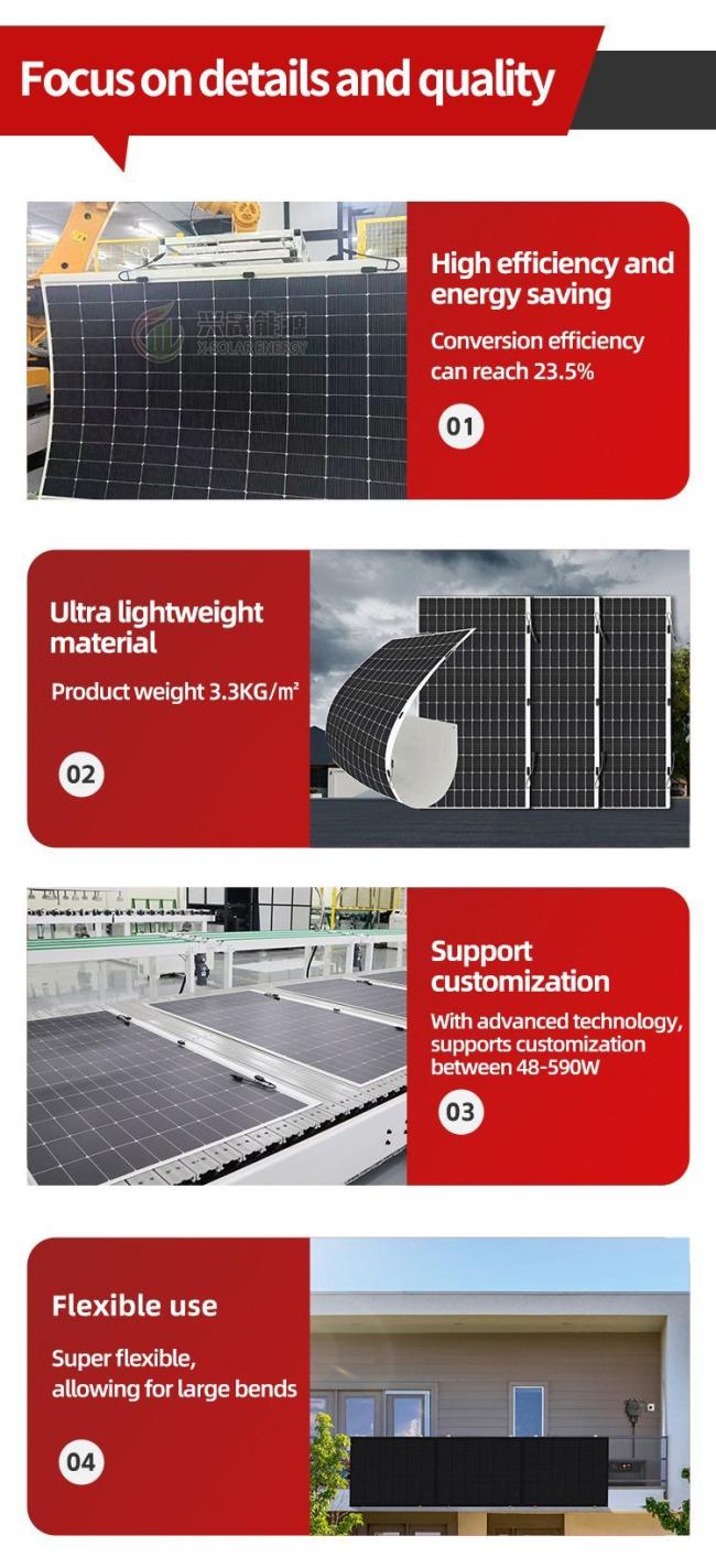 Factory Price 200W 220W 240W 580W Soft Semi-Foldable Flexible Solar Panel Solar Modules Photovoltaic Soft PV Panel