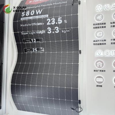 Chine 230,8% d'efficacité Panneau de cellules photovoltaïques légères Module BIPV Max. Puissance 580W Module Plage de température de fonctionnement -40-85 à vendre