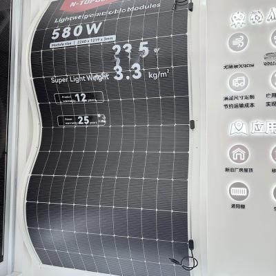 중국 투명한 580W 소프트 태양 하이브리드 인버터 지붕 재료 BIPV 모듈 단회로 전압 온도 계수 0.04% 판매용