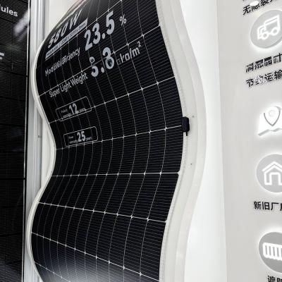 중국 투명한 580W 소프트 태양 하이브리드 인버터 지붕 재료 BIPV 모듈 단회로 전압 온도 계수 0.04% 판매용