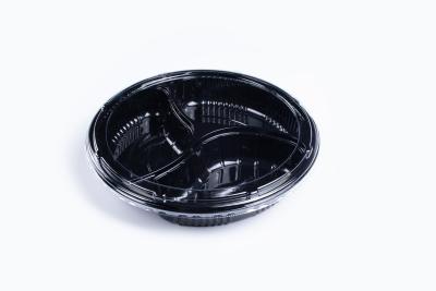 China Round Disposable Food Packaging Plastic Sushi Trays with Lid for sale