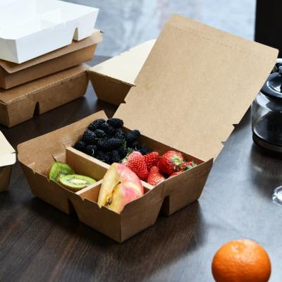 Cina Miglior e più economico 4 Compartimento Compartimento usa e getta Contenitore Preparazione del pasto Multi Grid Kraft Paper Lunch Box in vendita