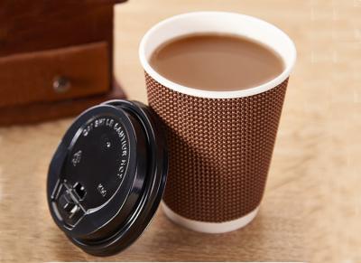 China 90mm Mouth Three Layers Corrugated Disposable Coffee Cups 16oz for sale