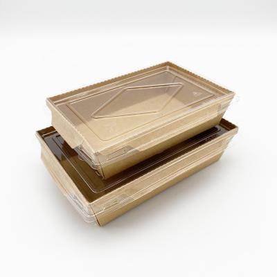 China Disposable Rectangle Kraft Paper Food Container Lunch Box with Lid for sale