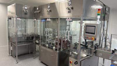 China 304 Stainless Steel Frame Media Filling Machine with Servo Motor Cap Torque Control and Crooked Cap Production Line Composition for sale