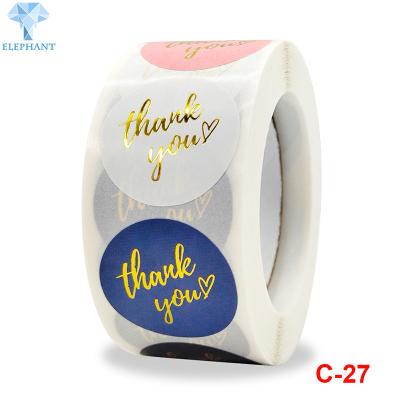 Cina Le etichette appiccicose su ordinazione dell'oro di CMYK 27mm olografici vi ringraziano autoadesivi in vendita