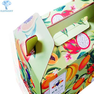 China OEM ODM Logo Triple Wall Corrugated Boxes met de Verpakking van het Handvatfruit Te koop
