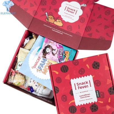Chine Le casse-croûte découpé avec des matrices pliable attrayant coloré de fantaisie de impression fait sur commande de paquet plat de conception empaquettent les cartons d'expédition ondulés à vendre