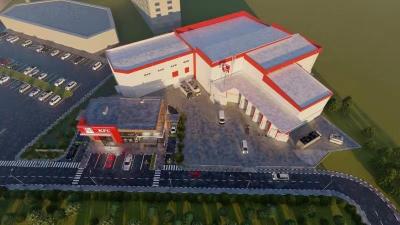 China KFC Steel Structure Building Solid Steel Fashionable Warehouse Free Design Affordable Prefabricated Metal Warehouse For Storage With PVC Window for sale