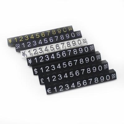 China Golden Silvery Black Number Letter Cube Tag Holder Display Stand For Jewelry Store for sale