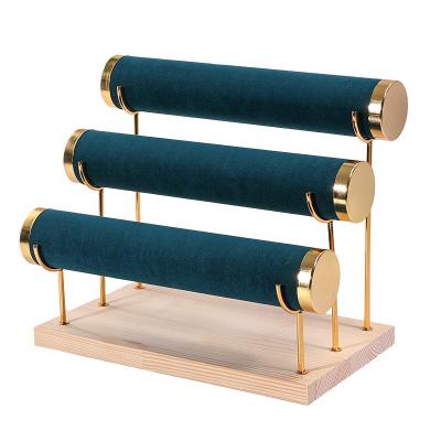 China Velvet Detachable Jewelry Display Rack Stand 2 Tier Rack Watch Display Stand Holder for sale